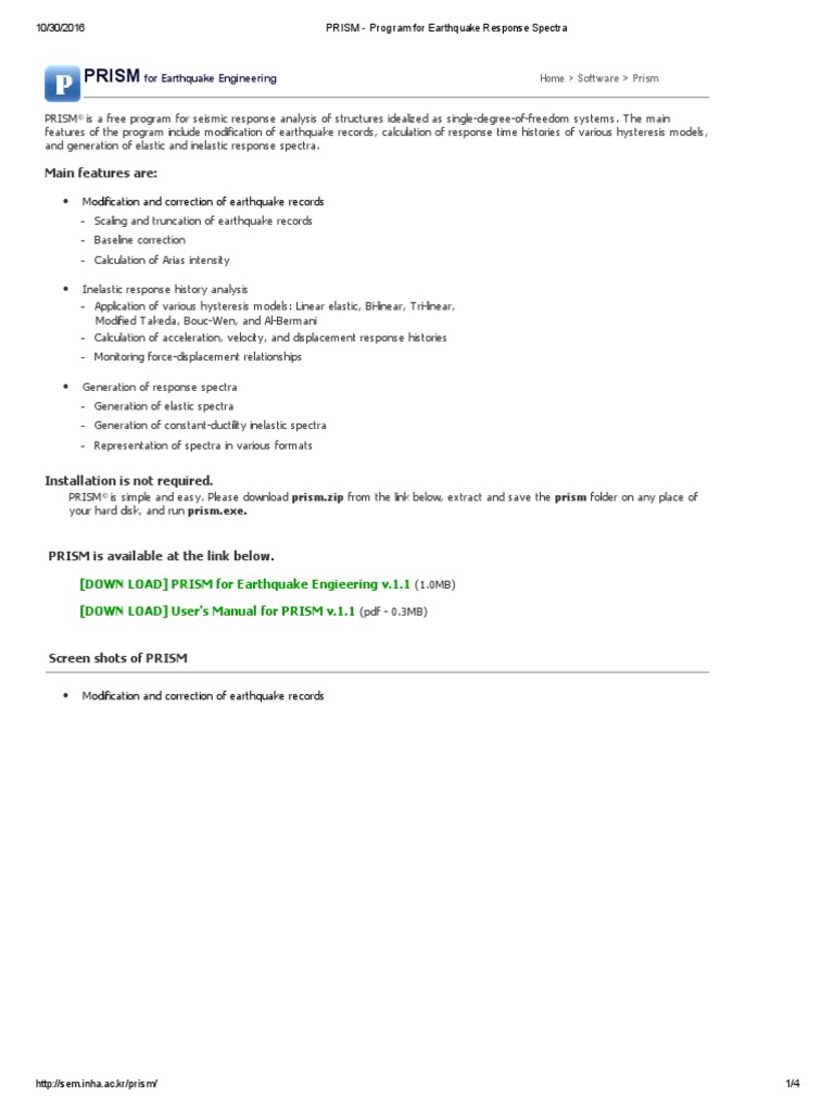 PRISM - Program For Earthquake Response Spectra | PDF | Earthquake ...