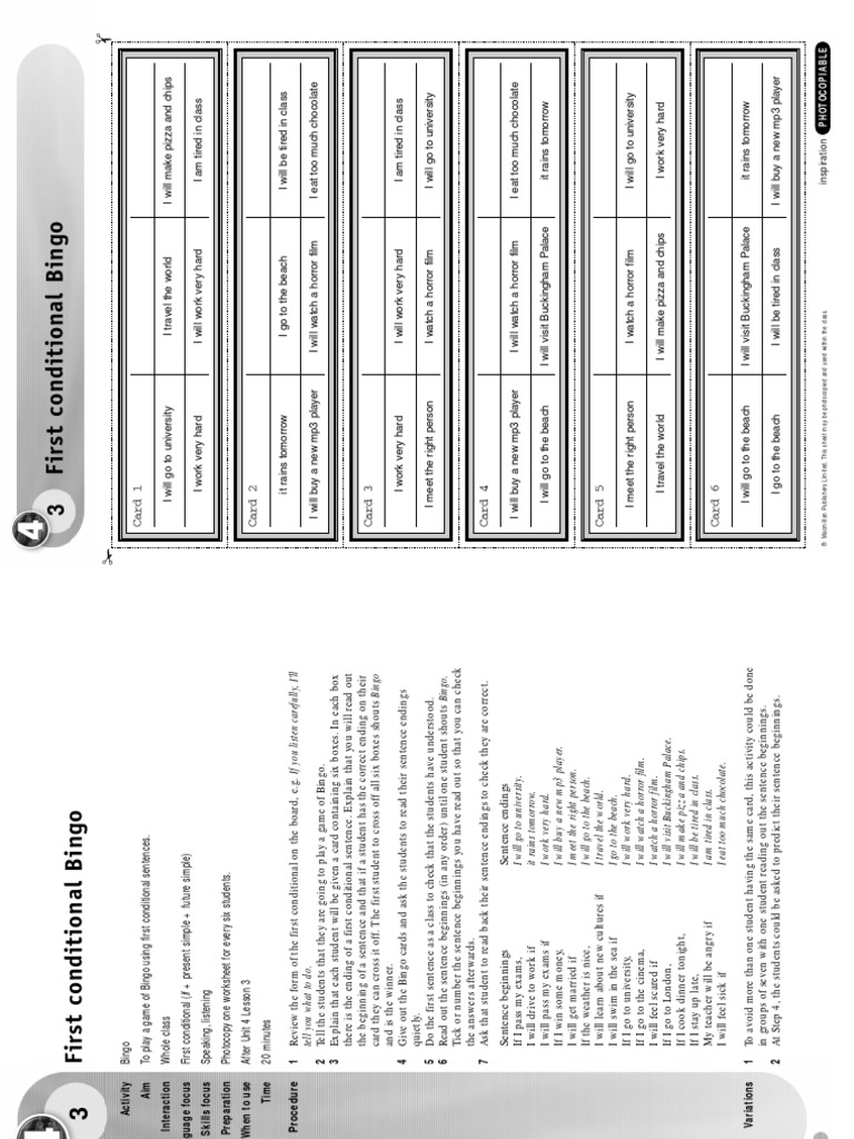 First Conditional Warming Activity (Unit 8 - Bingo) | PDF ...