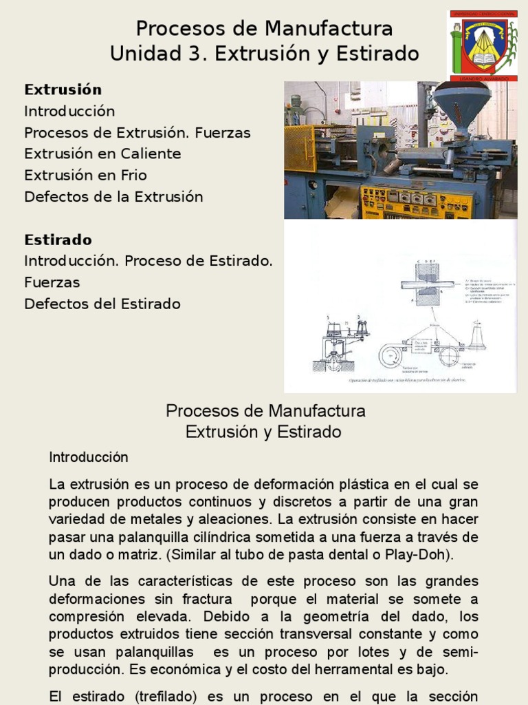 Procesos de Extrusión y Estirado | Extrusión | Aluminio