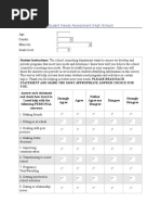 Adolescent HEADSS Assessment Form | PDF