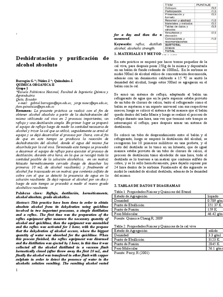 Practica Cal Viva | Descargar gratis PDF | Destilación | Alcohol