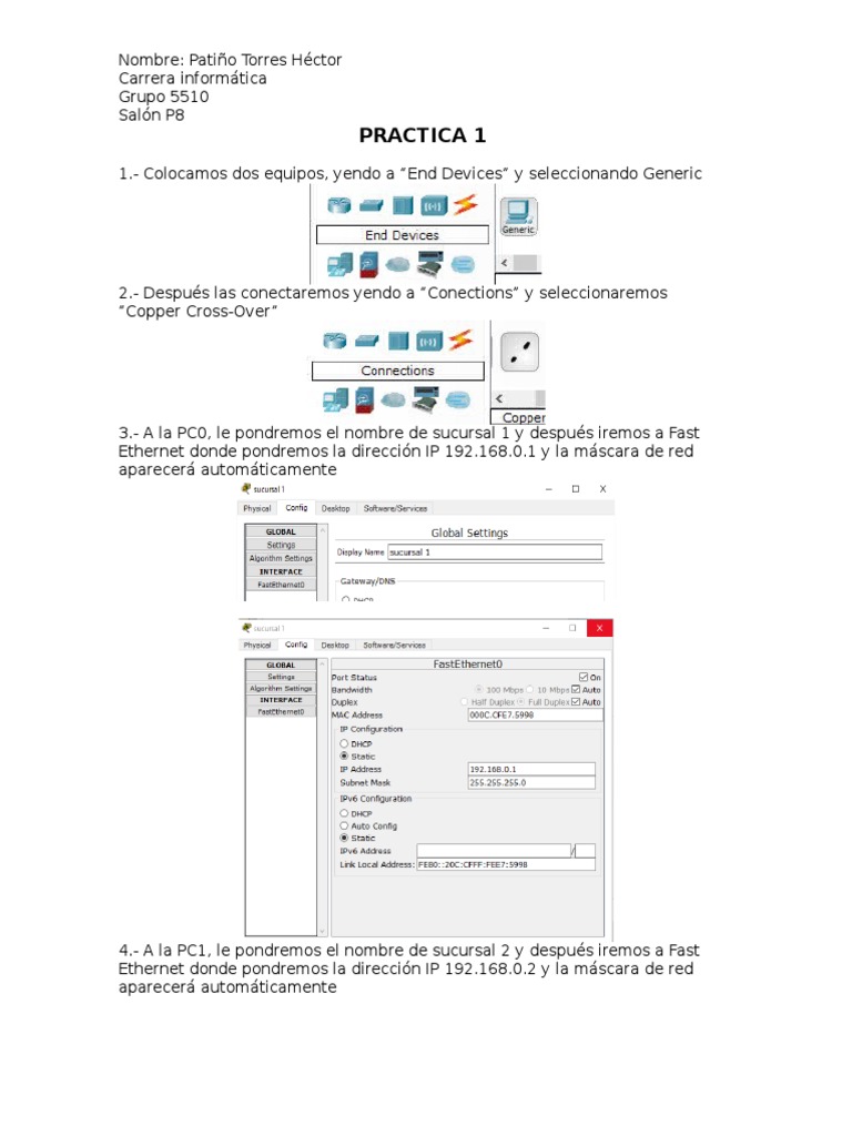 Practica 1 (De Compu A Compu) | PDF