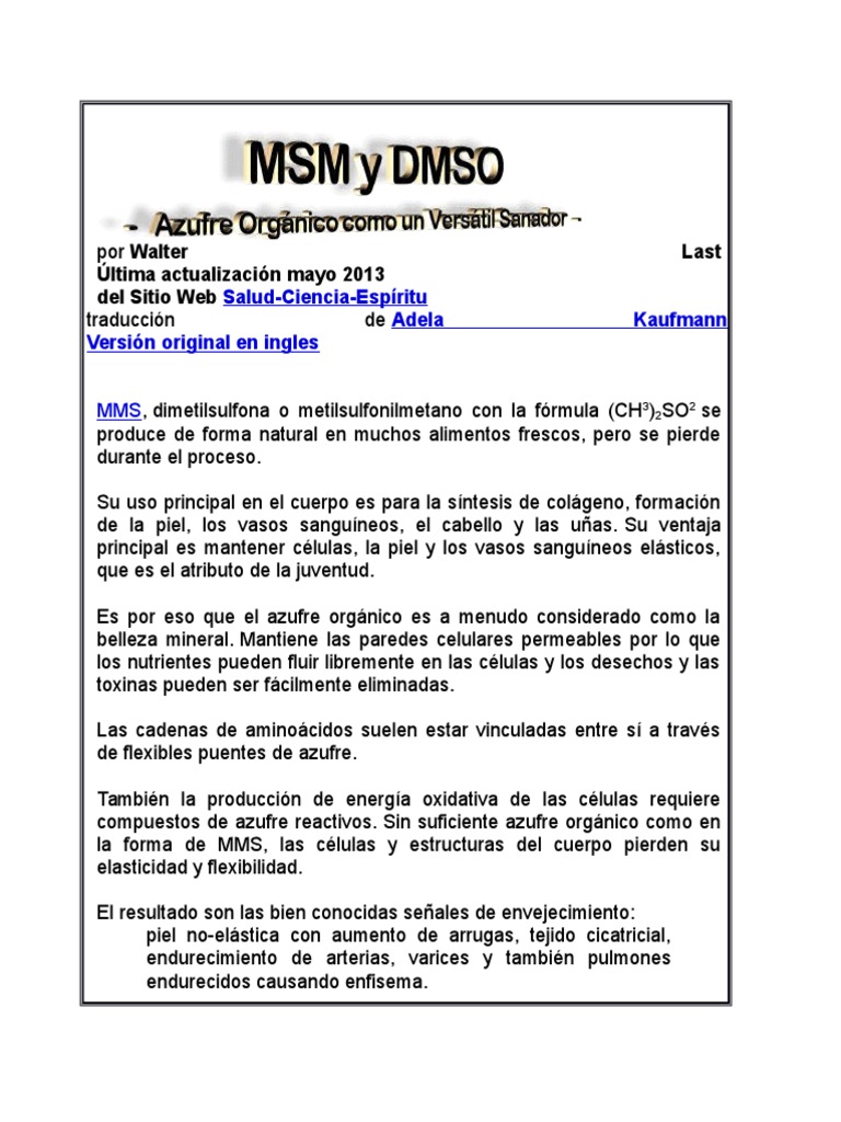 Dmso MSM Mms | PDF | Cáncer | Inflamación
