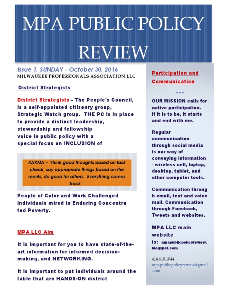 MPA Public Policy REVIEW Newsletter | PDF