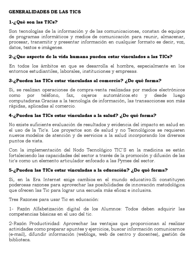 Generalidades de Las Tics | PDF | Tecnología de información y ...
