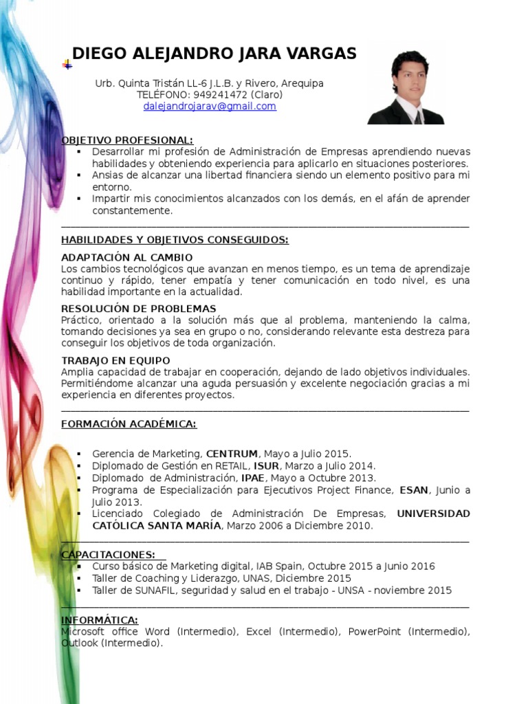 CV - Diego Jara | PDF | Microsoft Office | Liderazgo