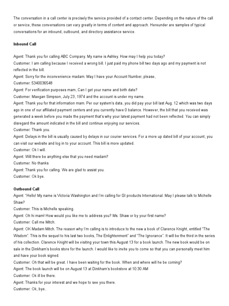 Call Center Script | PDF | Call Centre | Telecommunications