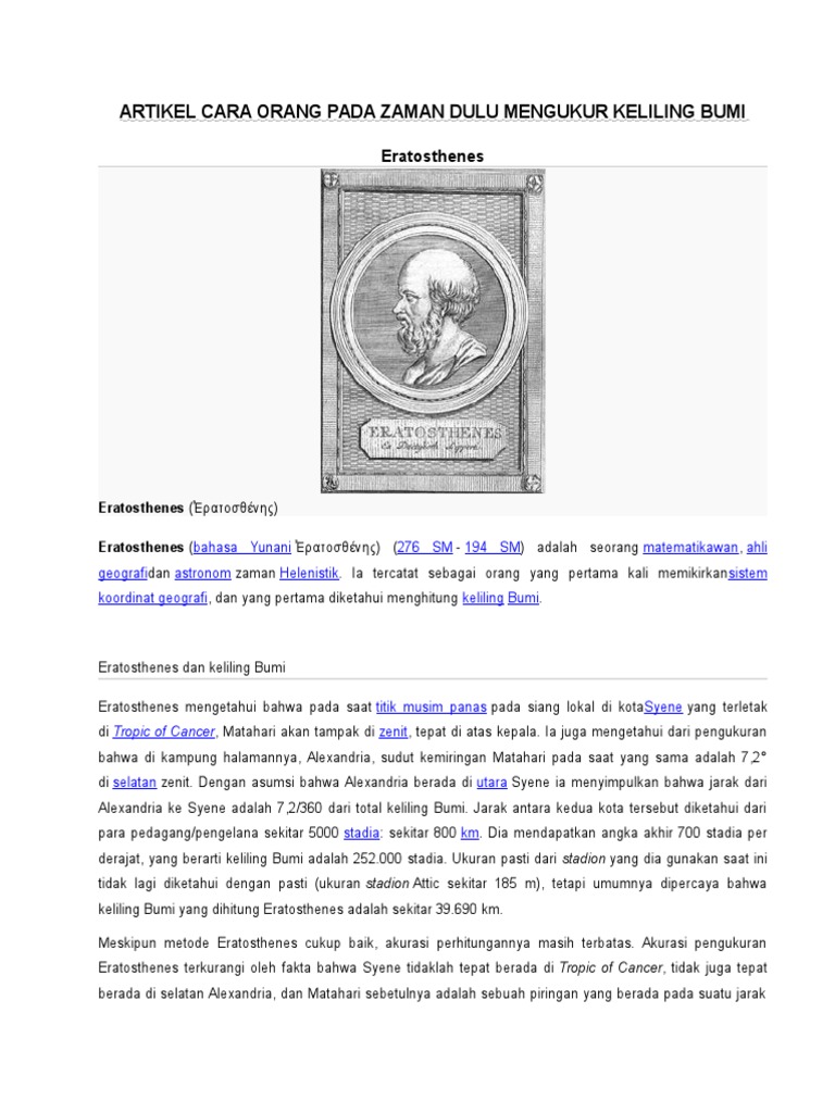 Eratosthenes - Mengukur Keliling Bumi | PDF