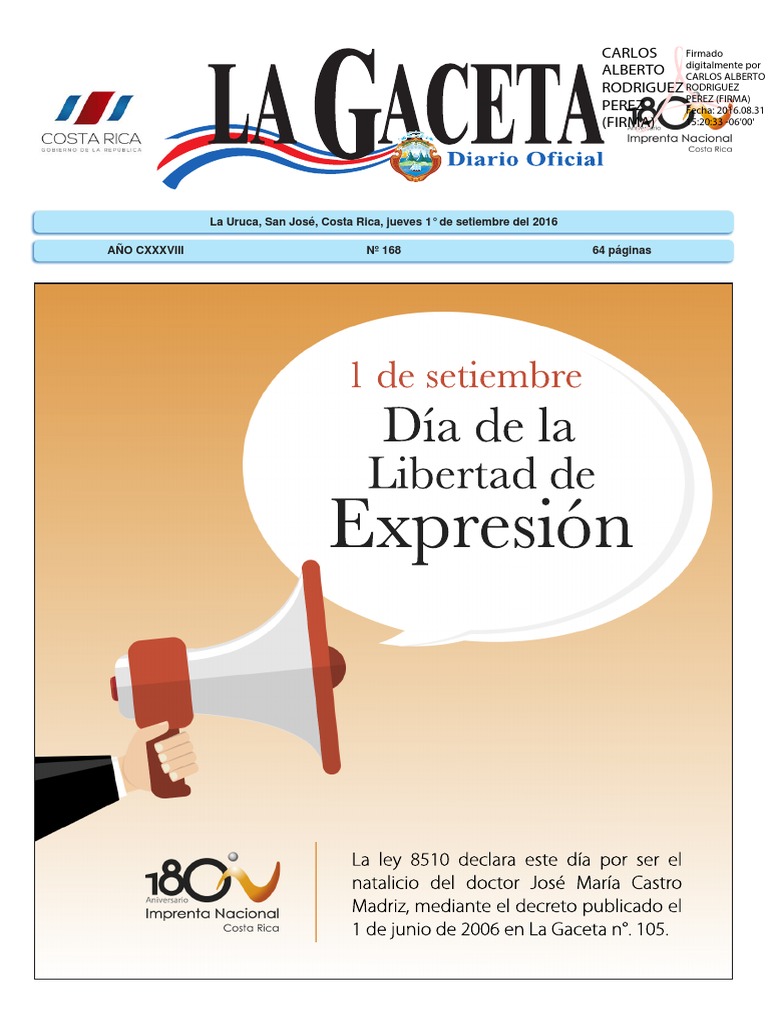 Gaceta digital Costa Rica 01_09_2016 | Cooperativa | Ciencias económicas