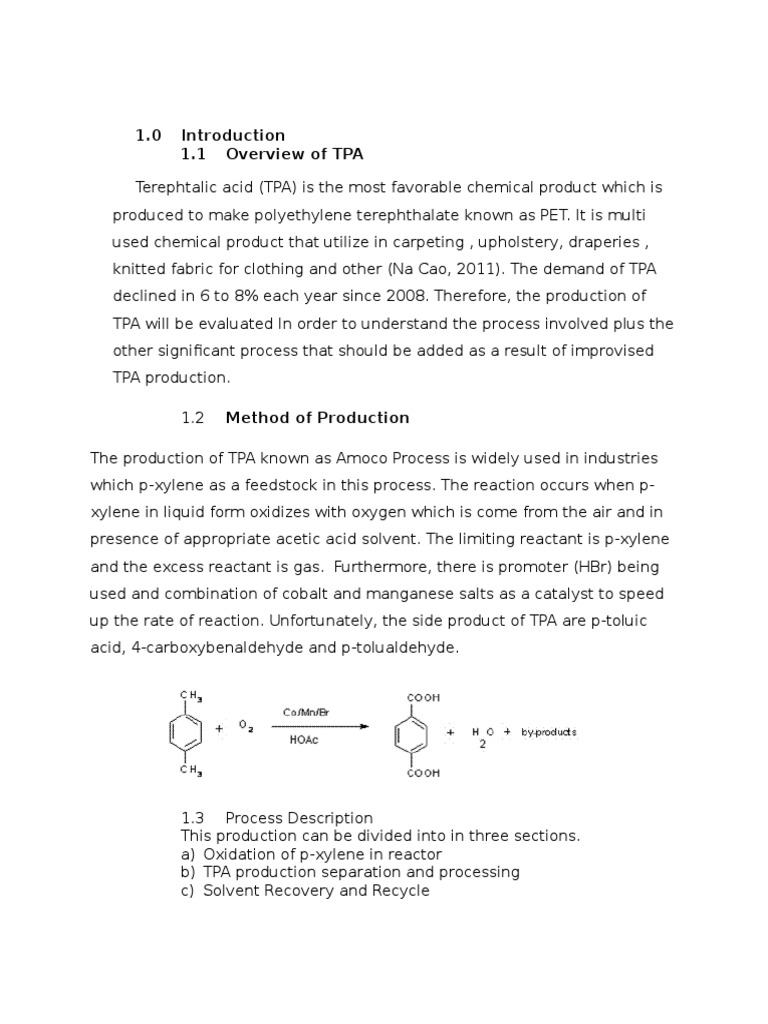 1.0 1.1 Overview of TPA | PDF | Chemical Process Engineering | Physical ...