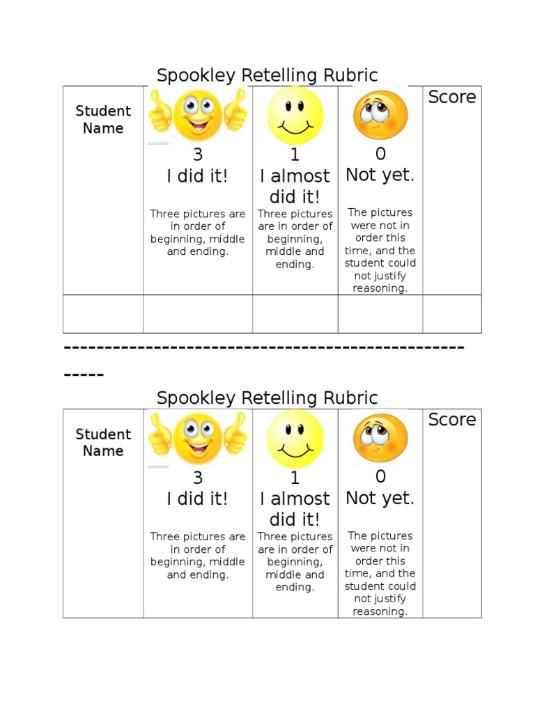 Spookley Retelling Rubric Individual | PDF