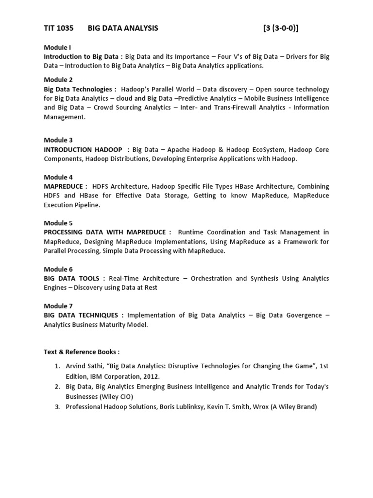 Big Data Syllabus | PDF