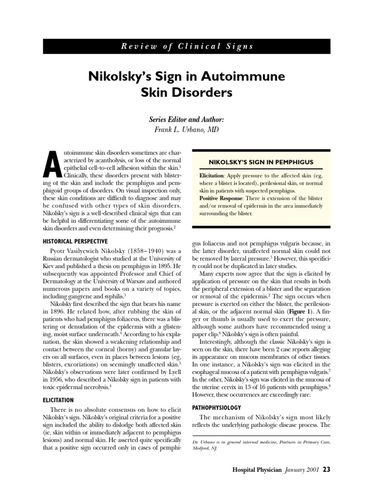 Nikolsky Sign PDF | PDF | Cutaneous Conditions | Medical Specialties