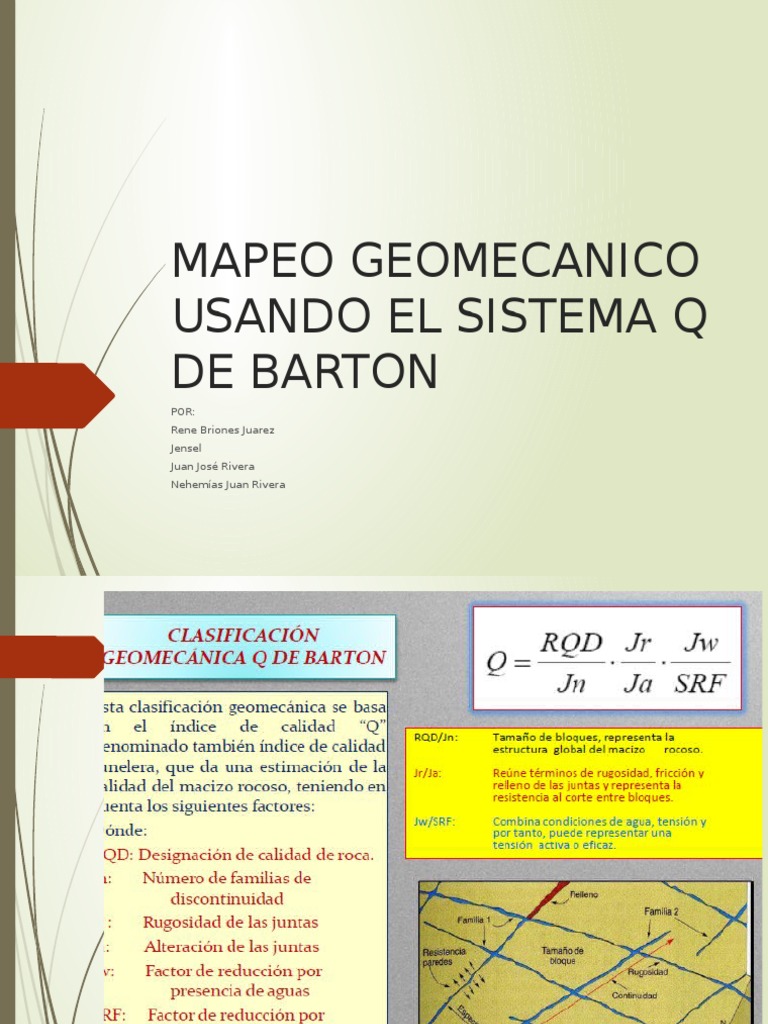 Mapeo Geomecanico Usando El Sistema Q de Barton | PDF | Minerales | Arcilla