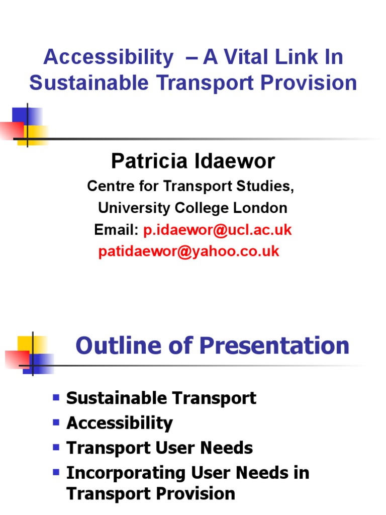 Accessibility Vital For Sustainable Transport | PDF | Nature ...