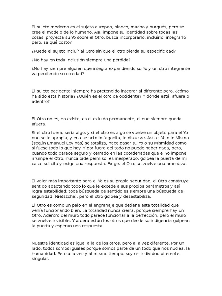 El Sujeto Moderno Es El Sujeto Europeo | PDF | Tolerancia | Homo Sapiens