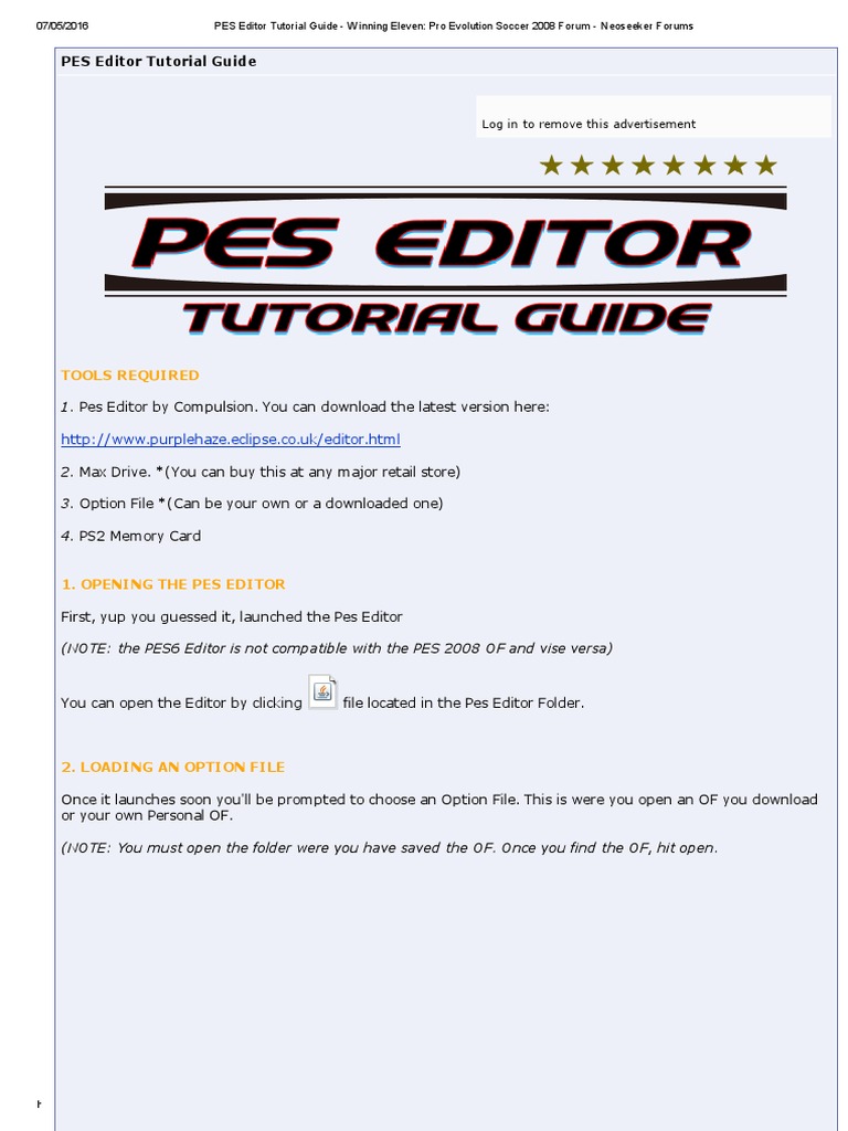 PES Editor Tutorial Guide - Winning Eleven | PDF | Software | Computing