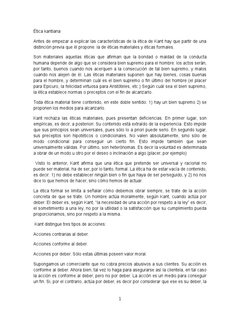 Ética Kantiana | PDF | Moralidad | Immanuel Kant