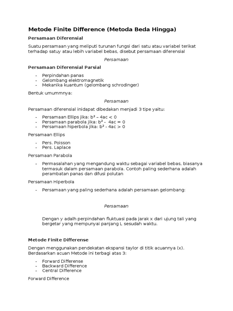 Metode Finite Difference | PDF