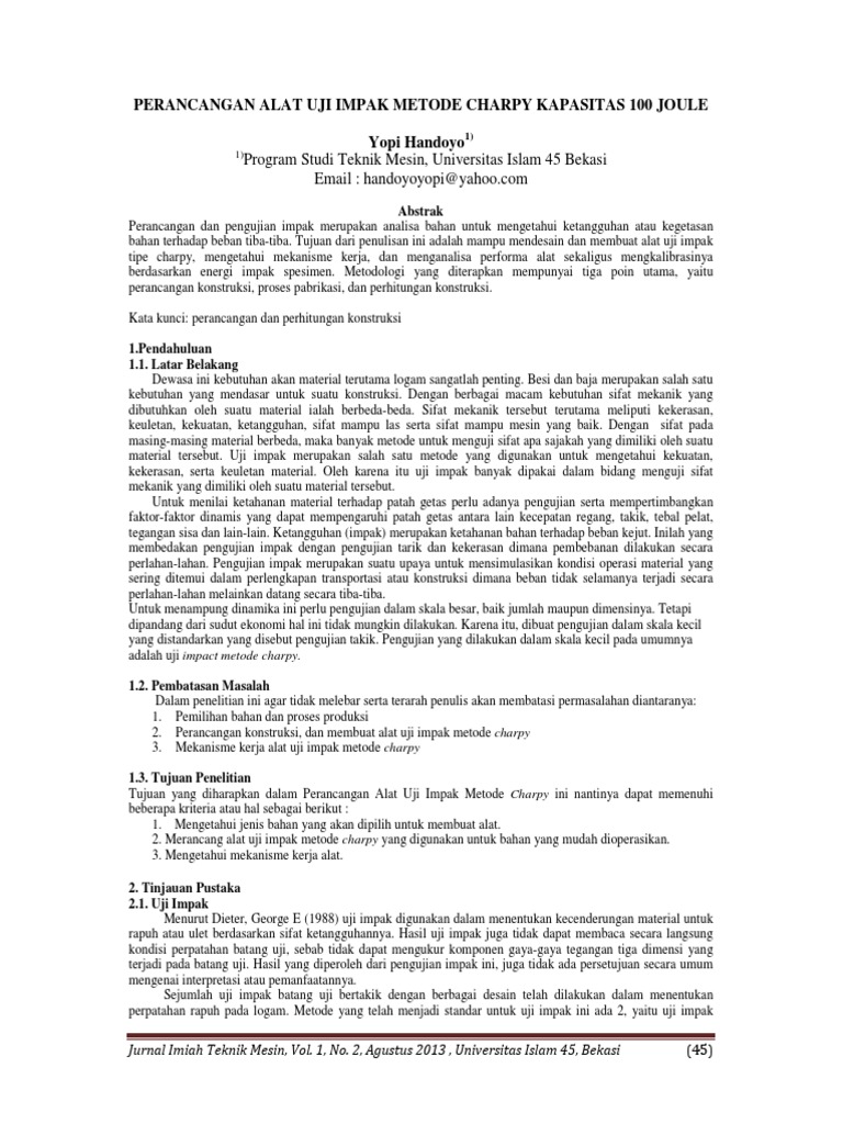 Desain Alat Uji Impak Charpy | PDF