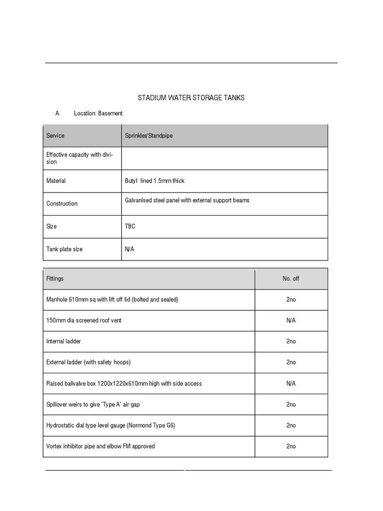 GRP Water Tank Specs | PDF