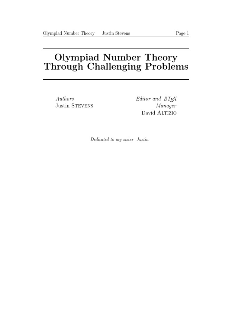 Olympiad Number Theory PDF | PDF