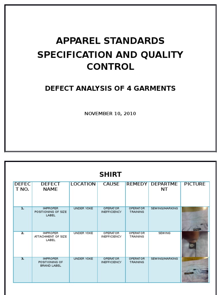 13 Garment Defect Analysis PDF | PDF | Seam (Sewing) | Sewing