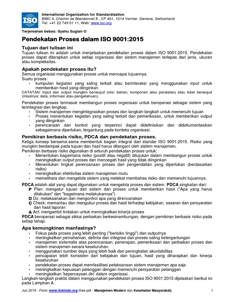 Pendekatan Proses dalam ISO 9001:2015 | PDF | Pengelolaan Keuangan ...