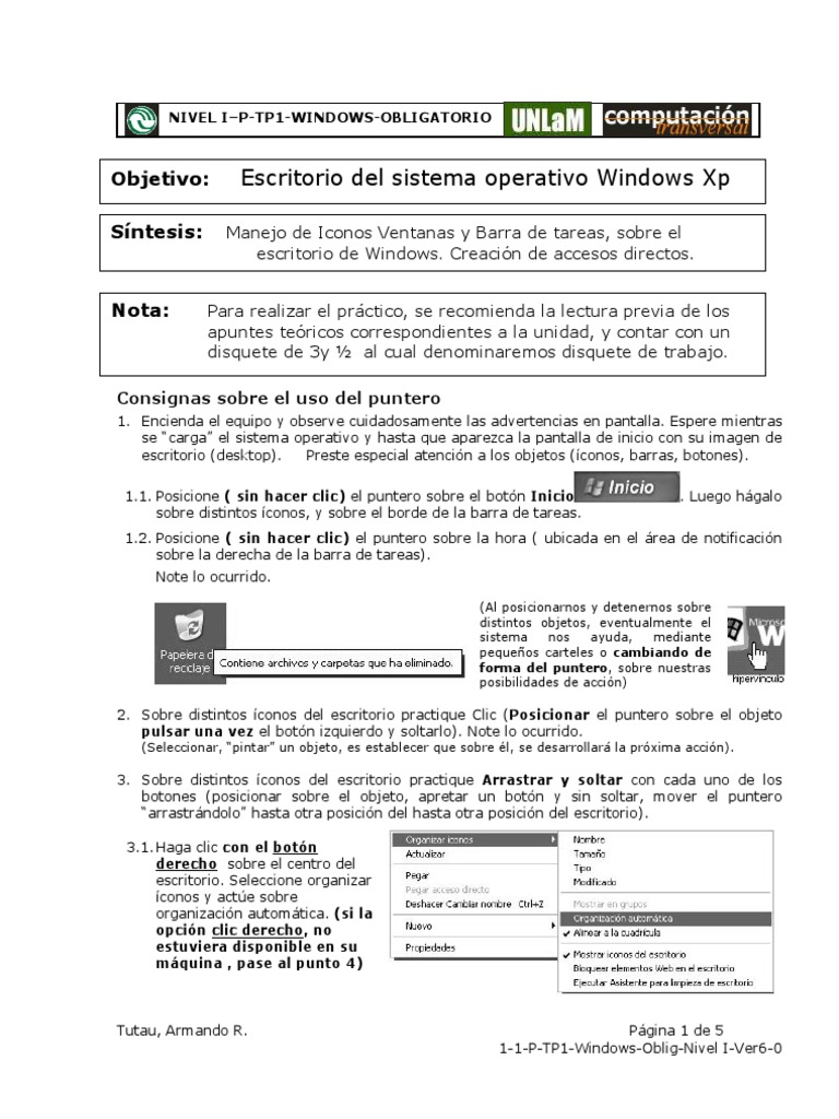 1-1-P-TP1-Windows-Oblig-Nivel I-Ver6-0 | PDF | Interfaces gráficas de usuario | Point and Click