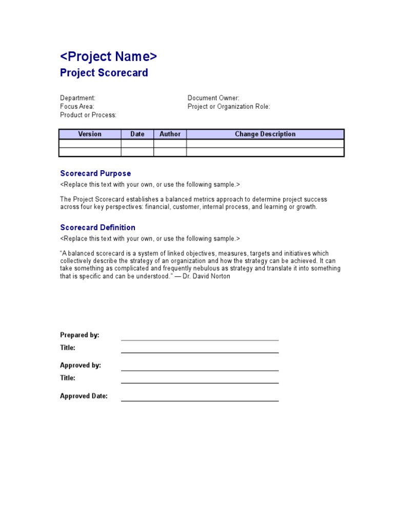 Project Scorecard | PDF