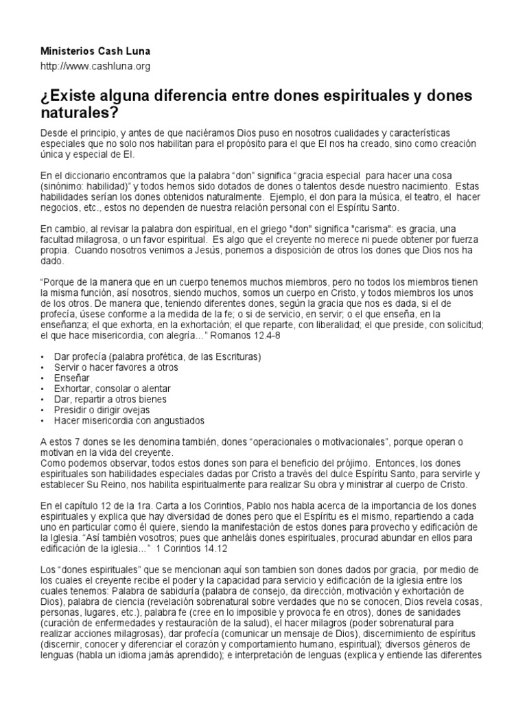 ¿Existe Alguna Diferencia Entre Dones Espirituales y Dones Naturales ...