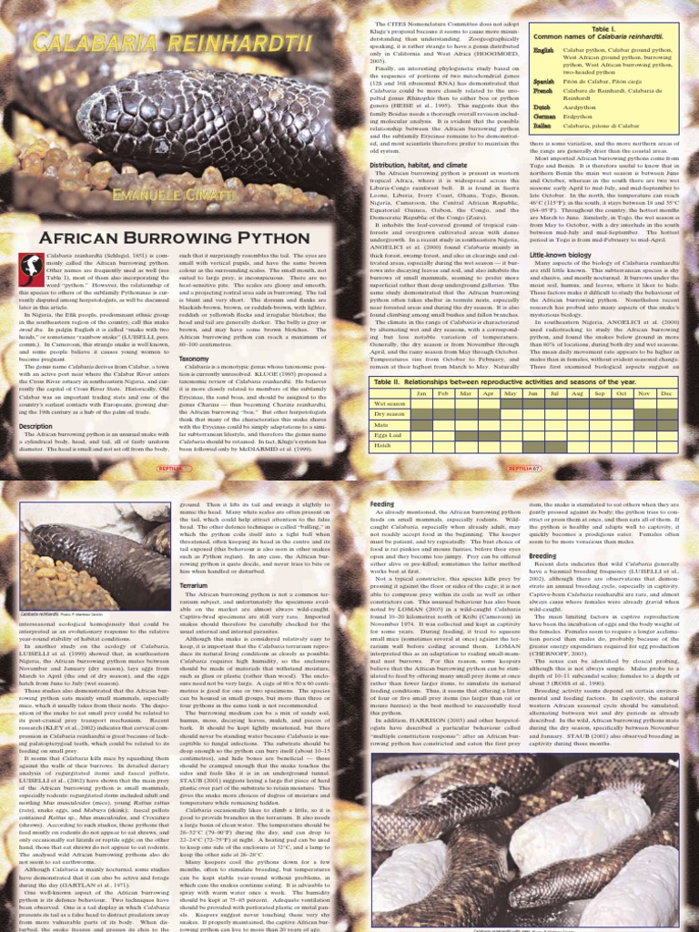 Calabar Python PDF | PDF | Mouse | Rat