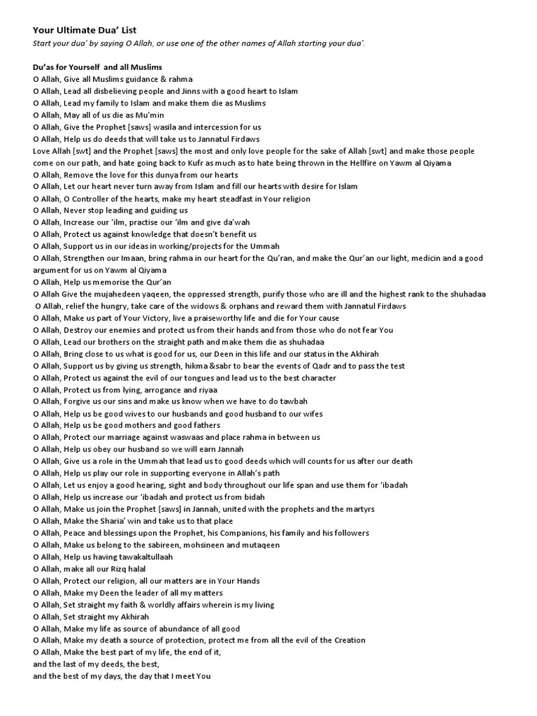 Dua List | PDF | Sahabah | God In Islam