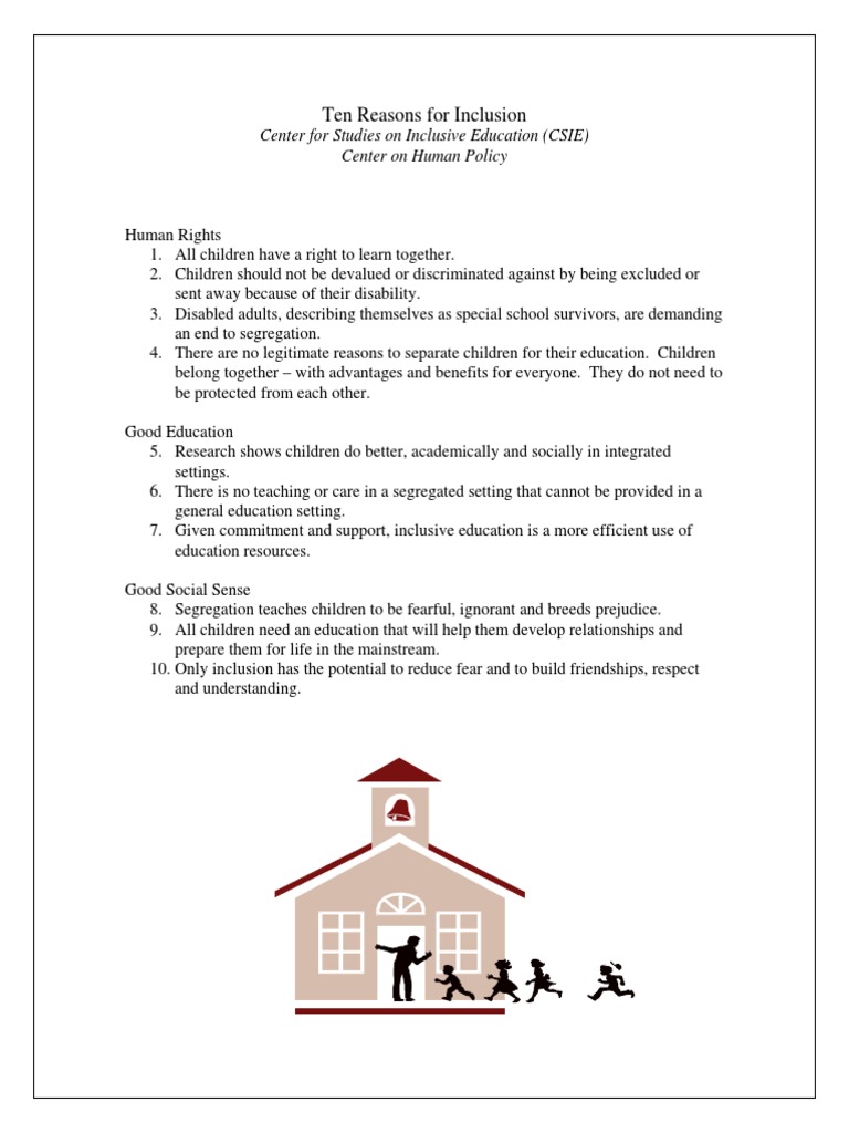 266 10 Reasons For Inclusion | PDF | Inclusion (Education) | Special ...