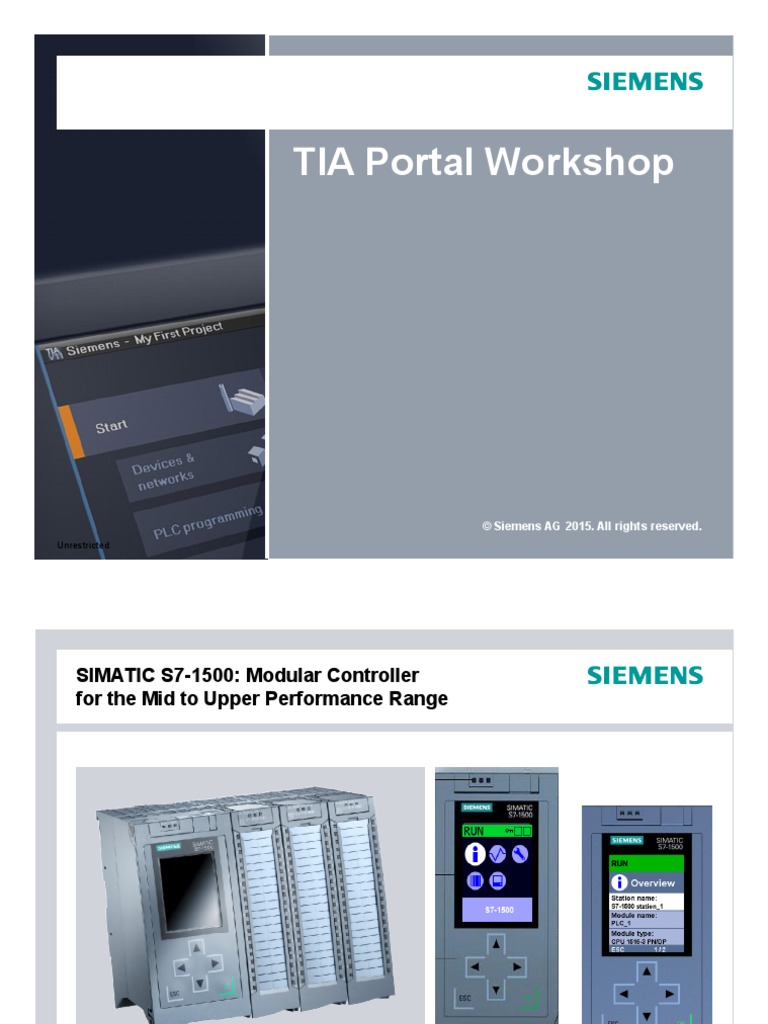 Simatic Tia Portal Workshop S7 1500 Pdf Online And Offline