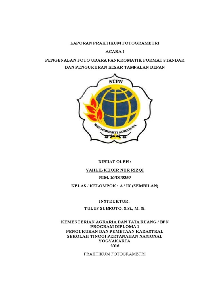Laporan Praktikum Fotogrametri Acara 1 STPN | PDF