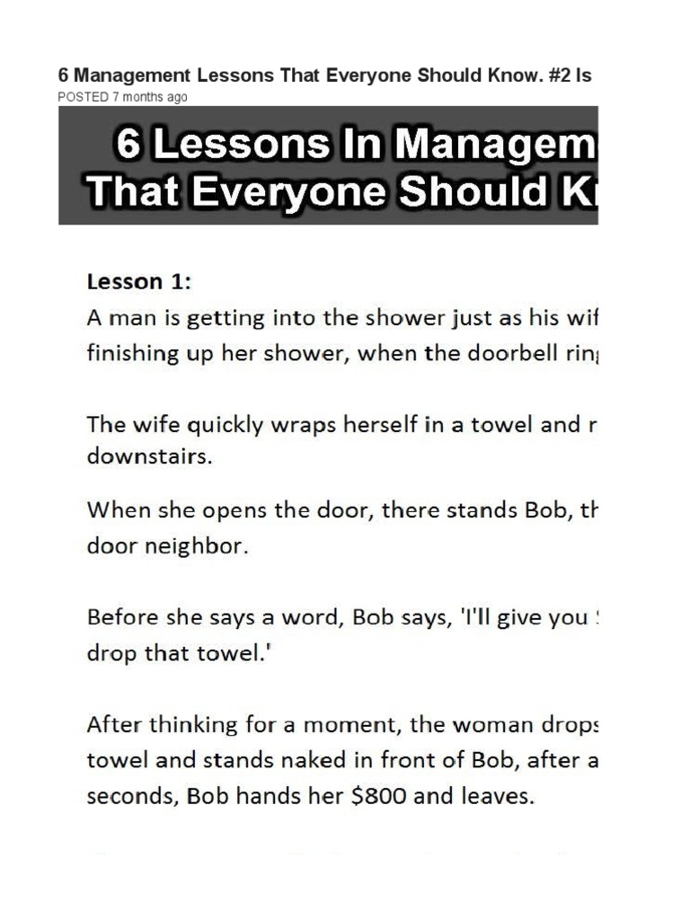 6 Lessons of Management | PDF
