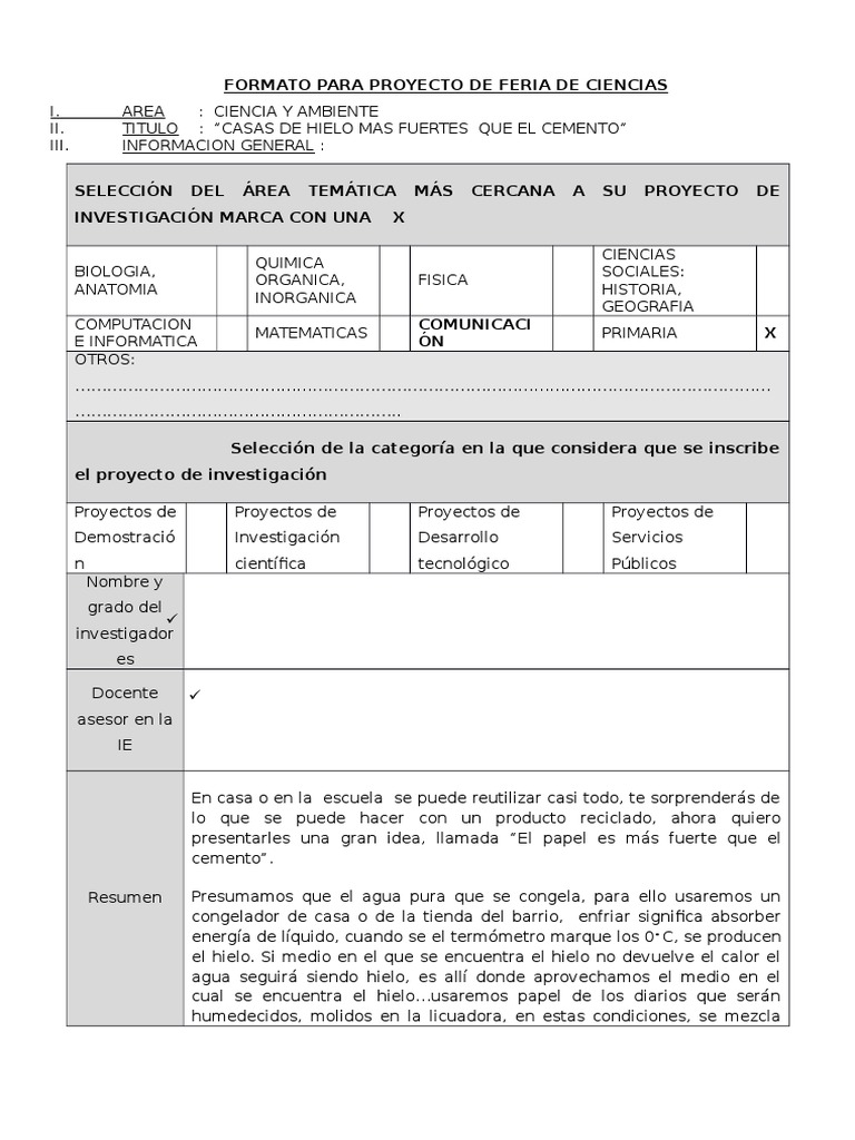 FORMATO PARA PROYECTO.docx | Papel | Teoría