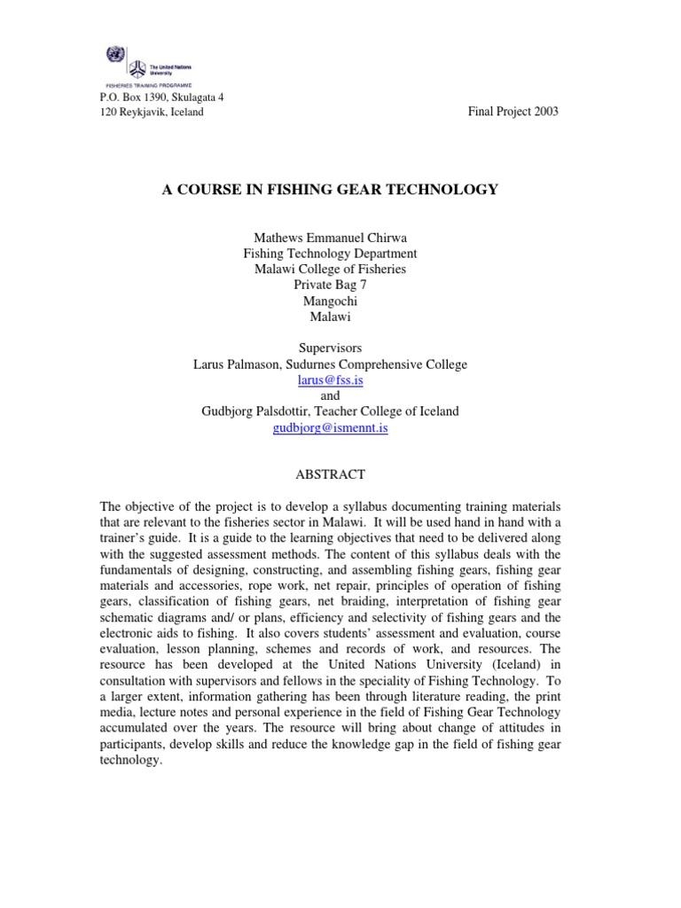 A Course in Fishing Gear Technology | PDF | Rope | Educational Assessment