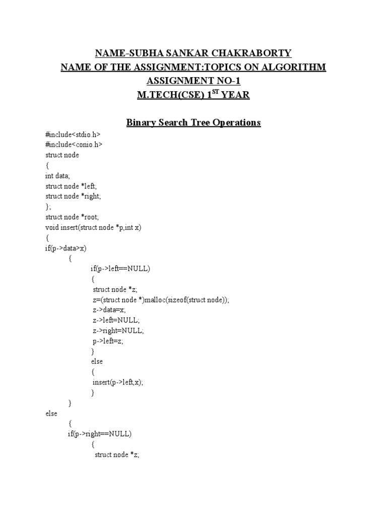 Name Subha Sankar Chakraborty Name Of The Assignmenttopics On Algorithm Assignment No 1 Mtech 4010