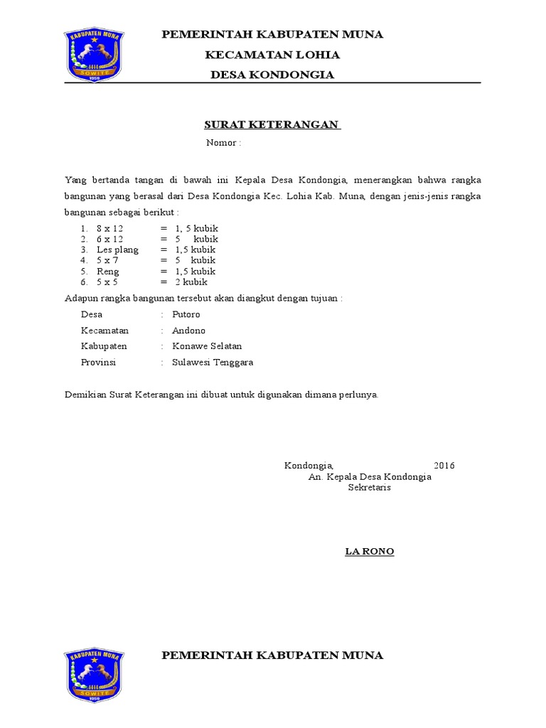 Surat Keterangan Kayu | PDF