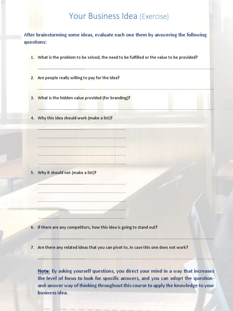 Your Business Idea: (Exercise) | PDF