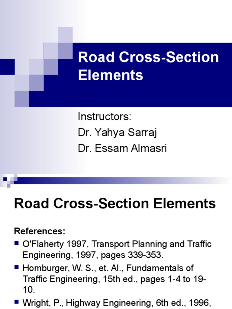 Chapter 1 Road Cross Section Elements | PDF | Lane | Controlled Access Highway