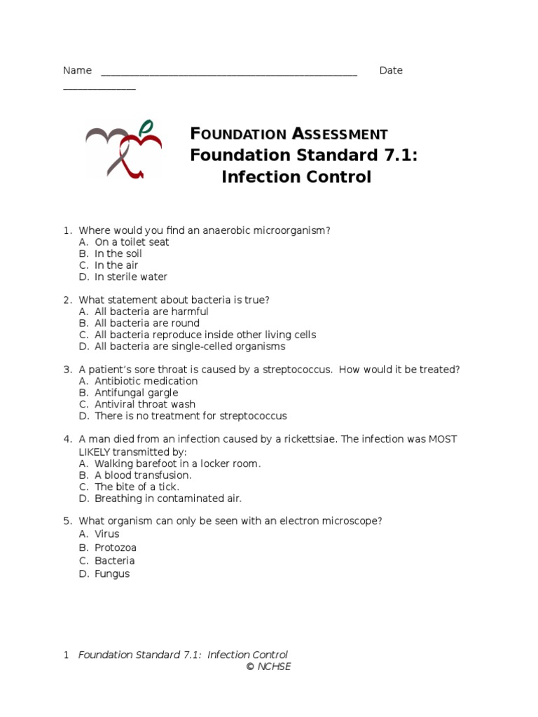 NCHSE Infection Control TEST | PDF | Infection Control | Infection