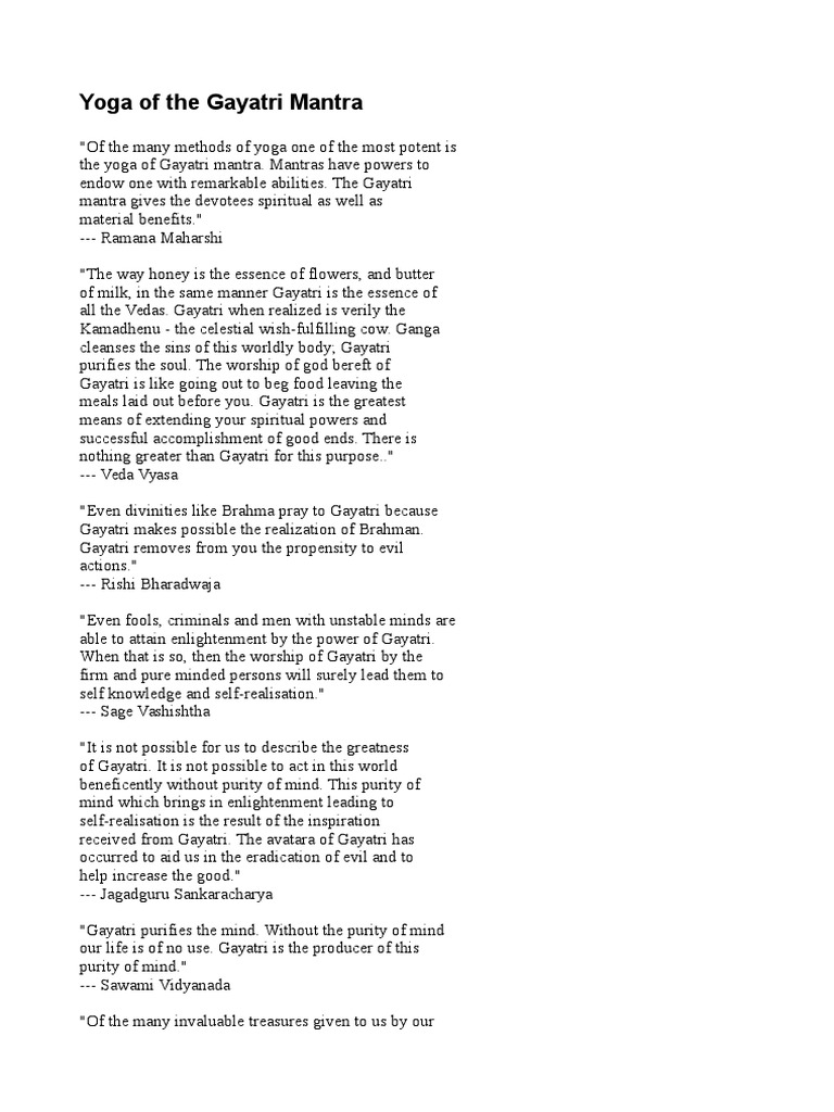 Yoga of The Gayatri Mantra | PDF | Self Realization | Hindu Literature