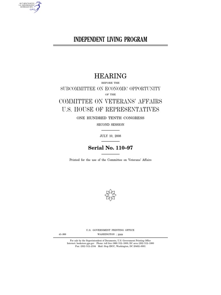 House Hearing, 110TH Congress - Independent Living Program | PDF ...