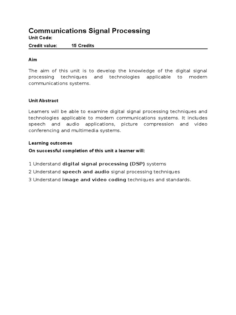 Communications Signal Processing1 | PDF | Digital Signal Processing ...