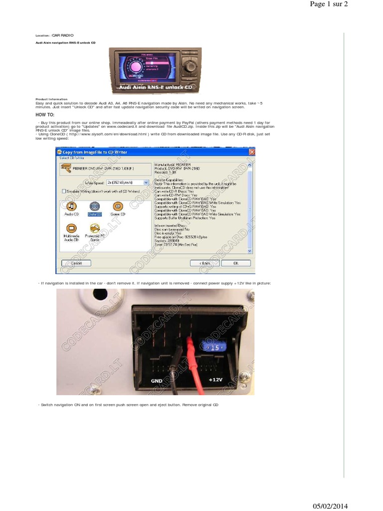 Audi RNS-E Unlock CD Guide | PDF