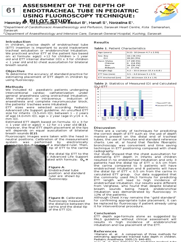 Assessment of The Depth of Endotracheal Tube in Pediatric Using ...