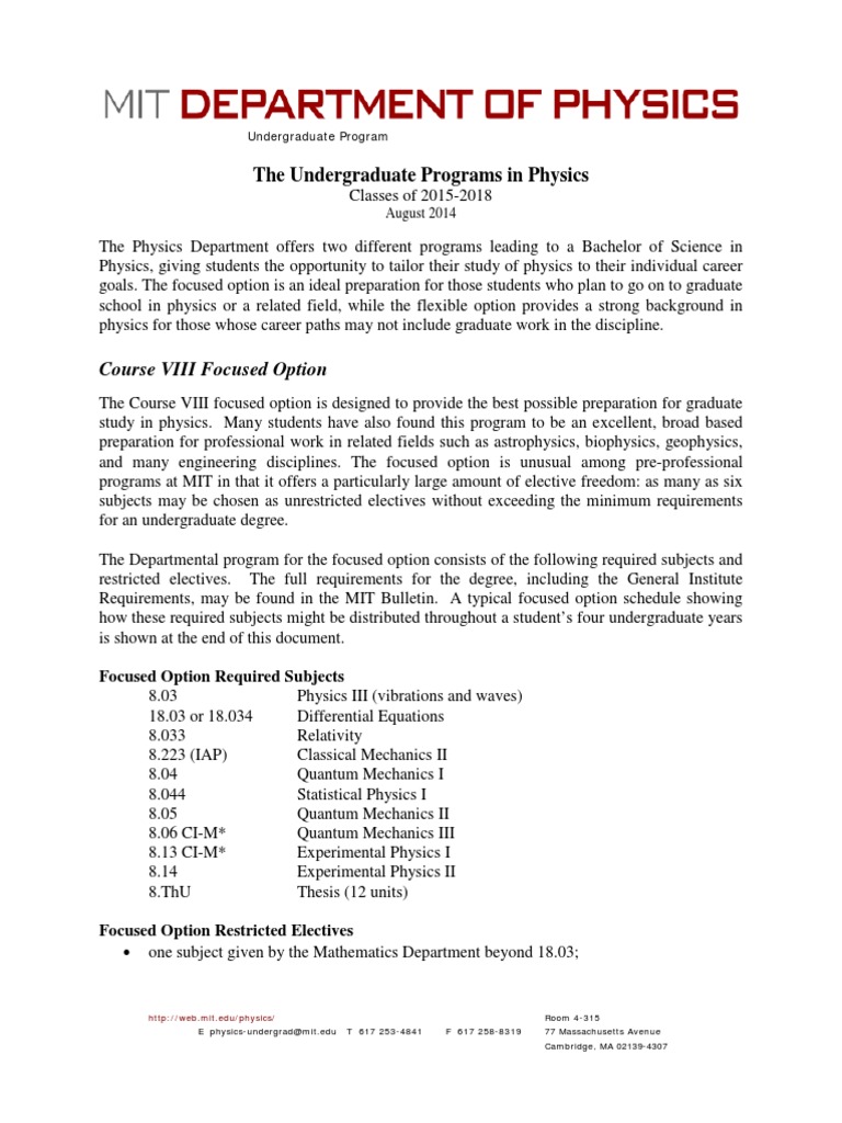 MIT Physics Undergrad Program | Undergraduate Education | Physics ...